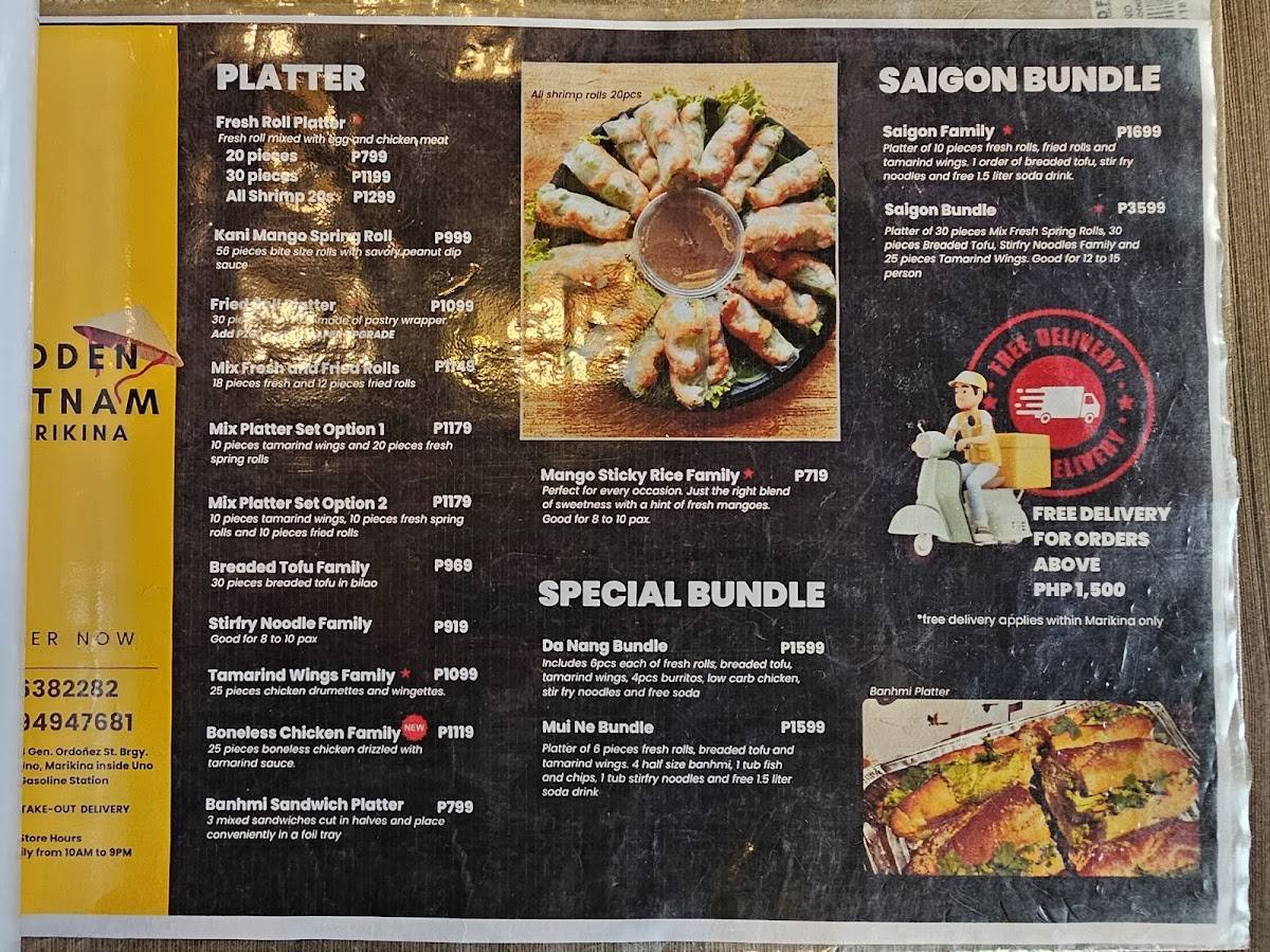 Menu at Hidden Vietnam Marikina restaurant, Marikina