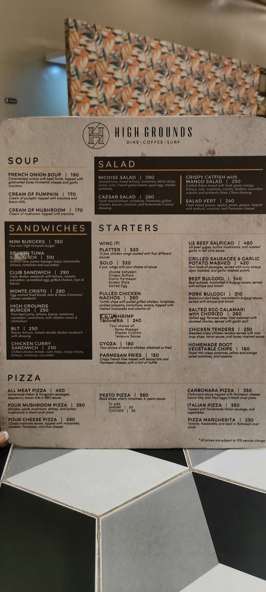 Menu at High Grounds Café cafe, Quezon City