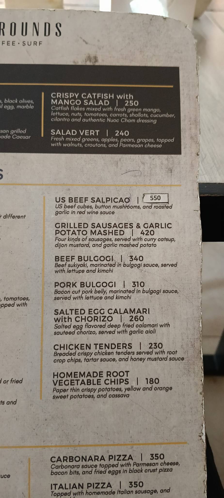 Menu at High Grounds Café cafe, Quezon City