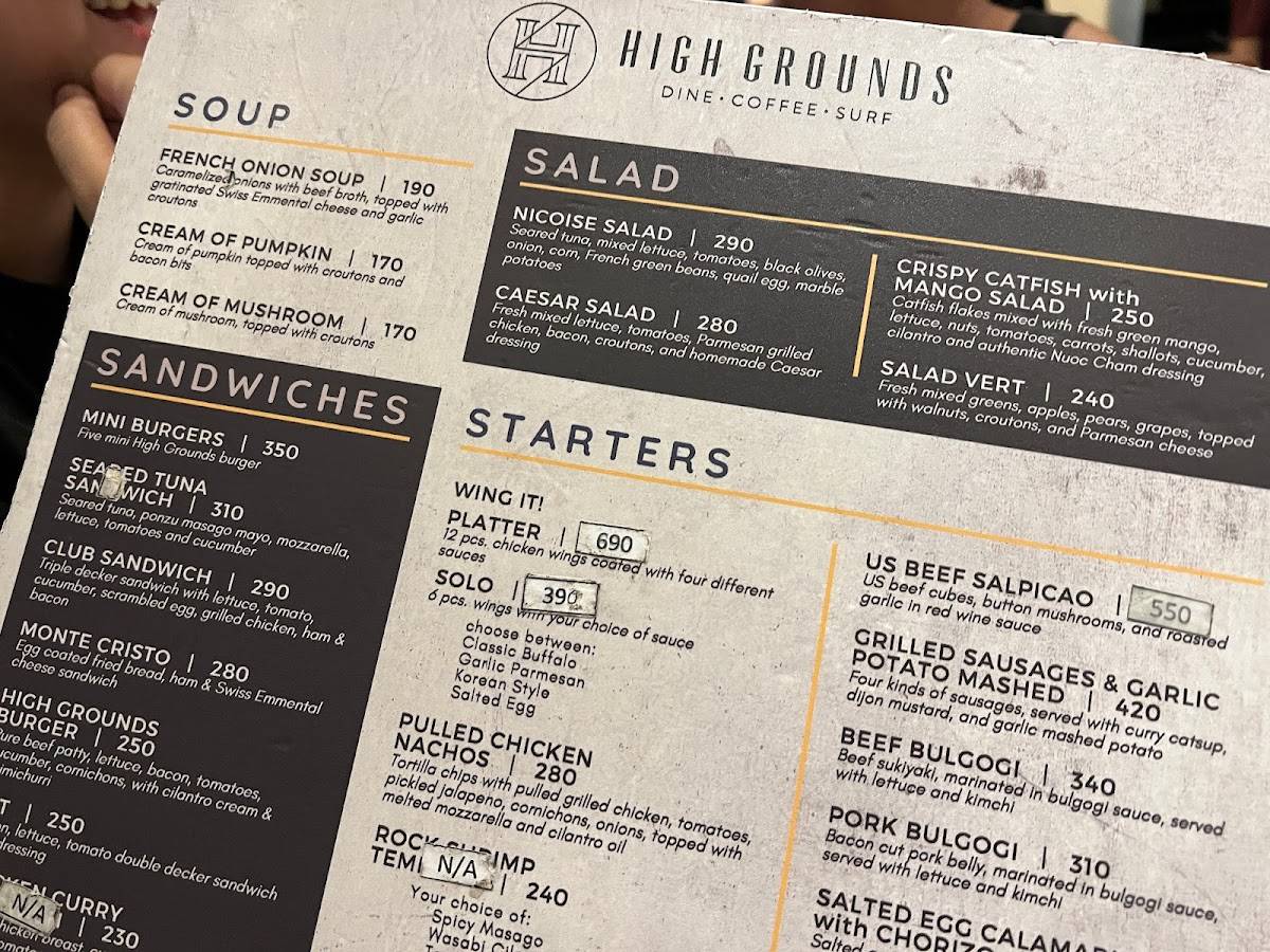 Menu at High Grounds Café cafe, Quezon City