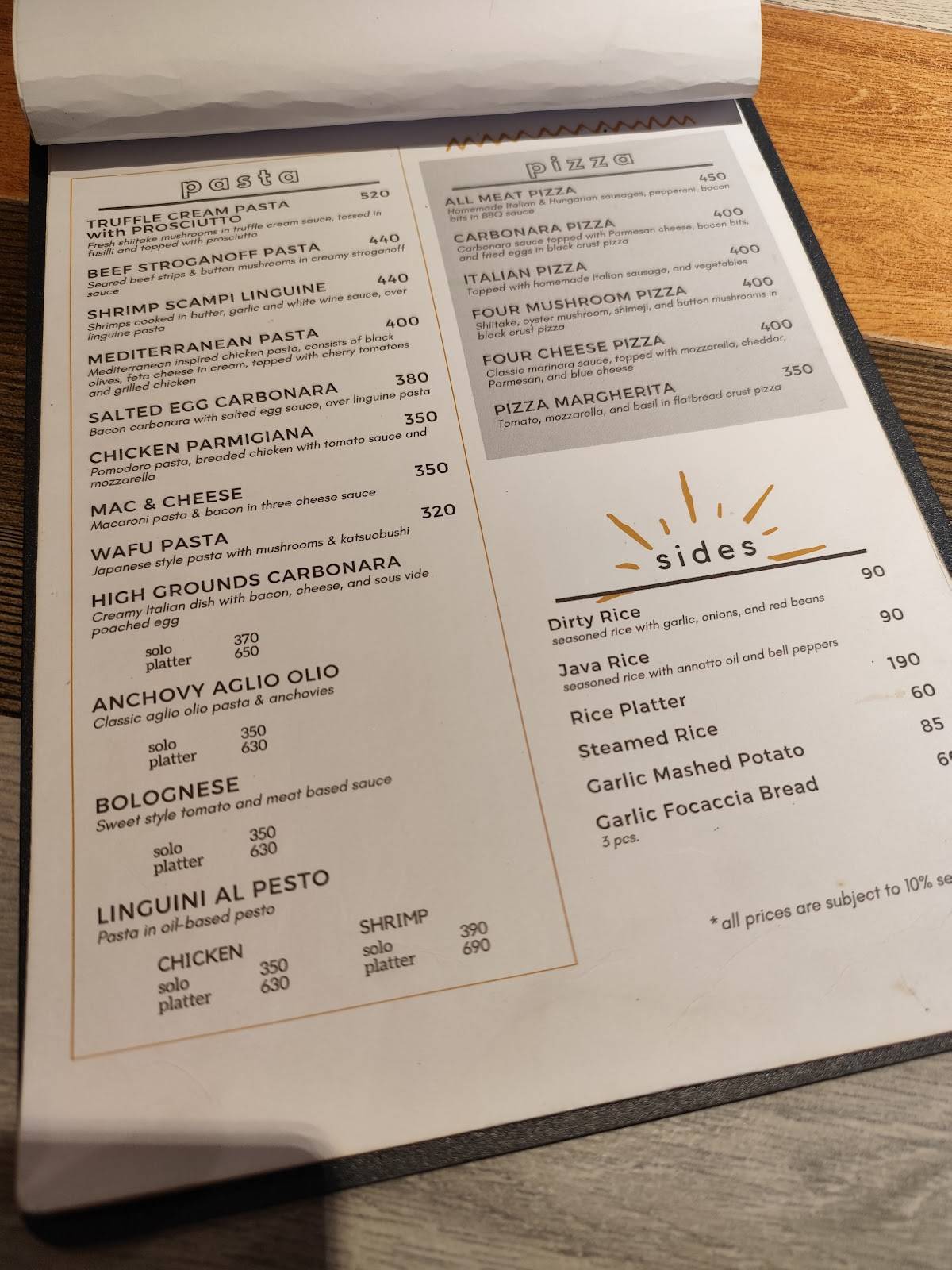 Menu at High Grounds Café cafe, Quezon City