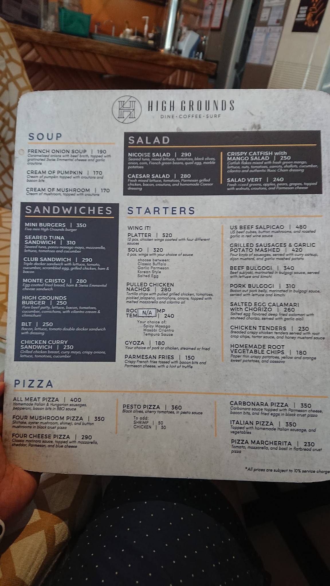 Menu at High Grounds Café cafe, Quezon City