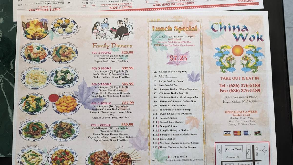 Menu at China Wok restaurant, High Ridge, Crossroads Pl