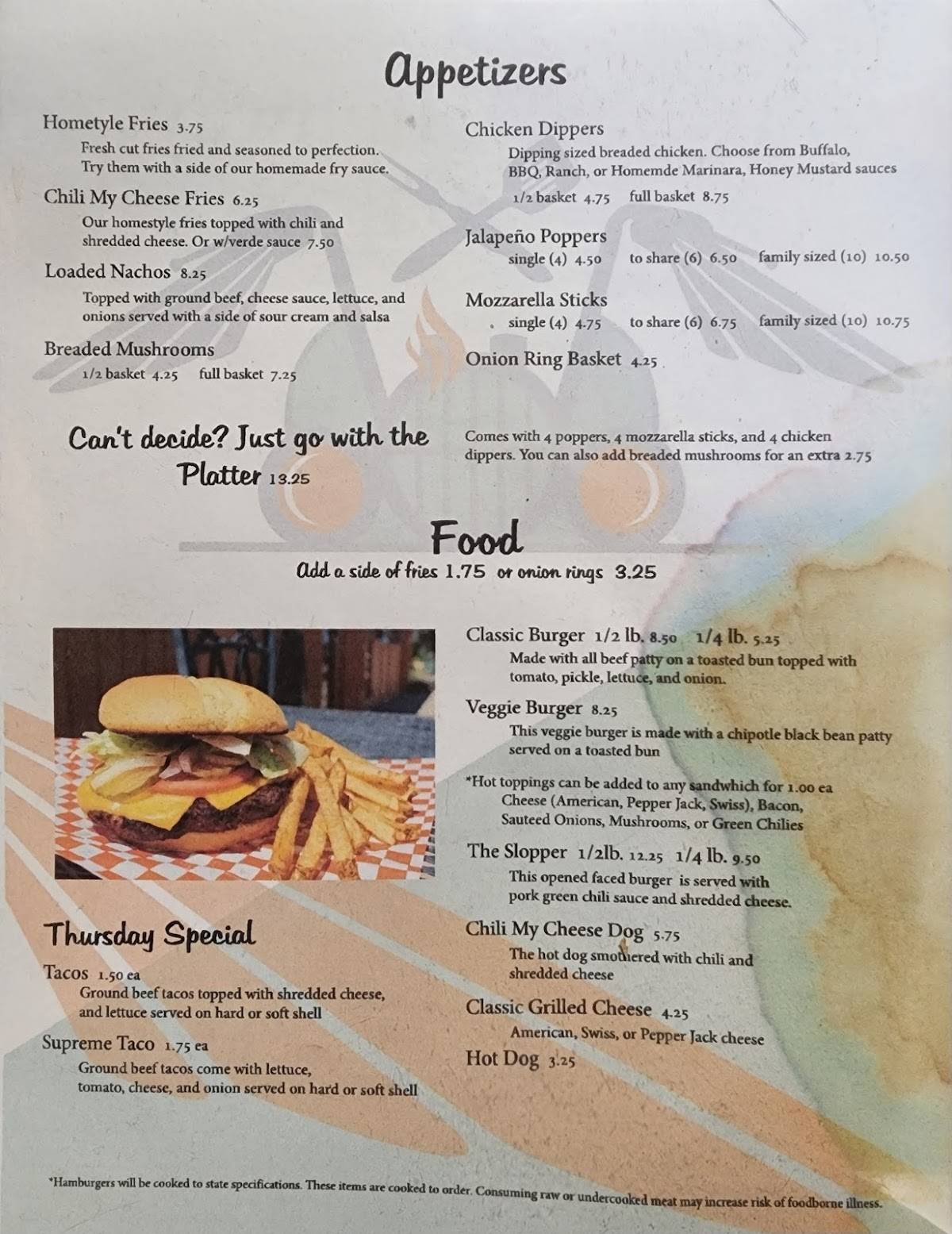 Menu at Highway Bar & Grill, Dinosaur, 211 Brontosaurus Blvd