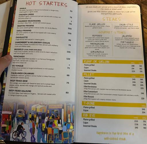 Menu at Hillside Tavern restaurant, Pretoria, 320 The Hillside St