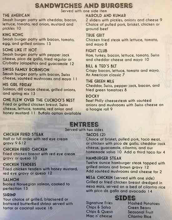 Carta del pub y bar Waco Hippodrome Theatre, Waco