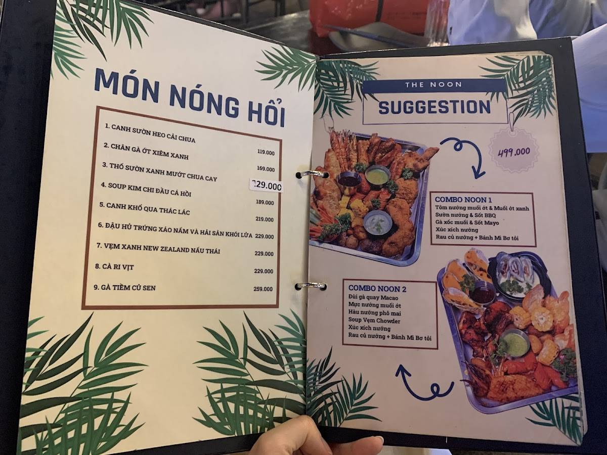 Menu at The Noon restaurant, Ho Chi Minh City