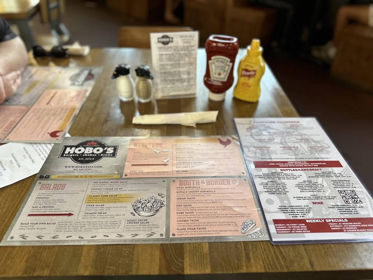 Menu at Hobo's pub & bar, Rock Hill