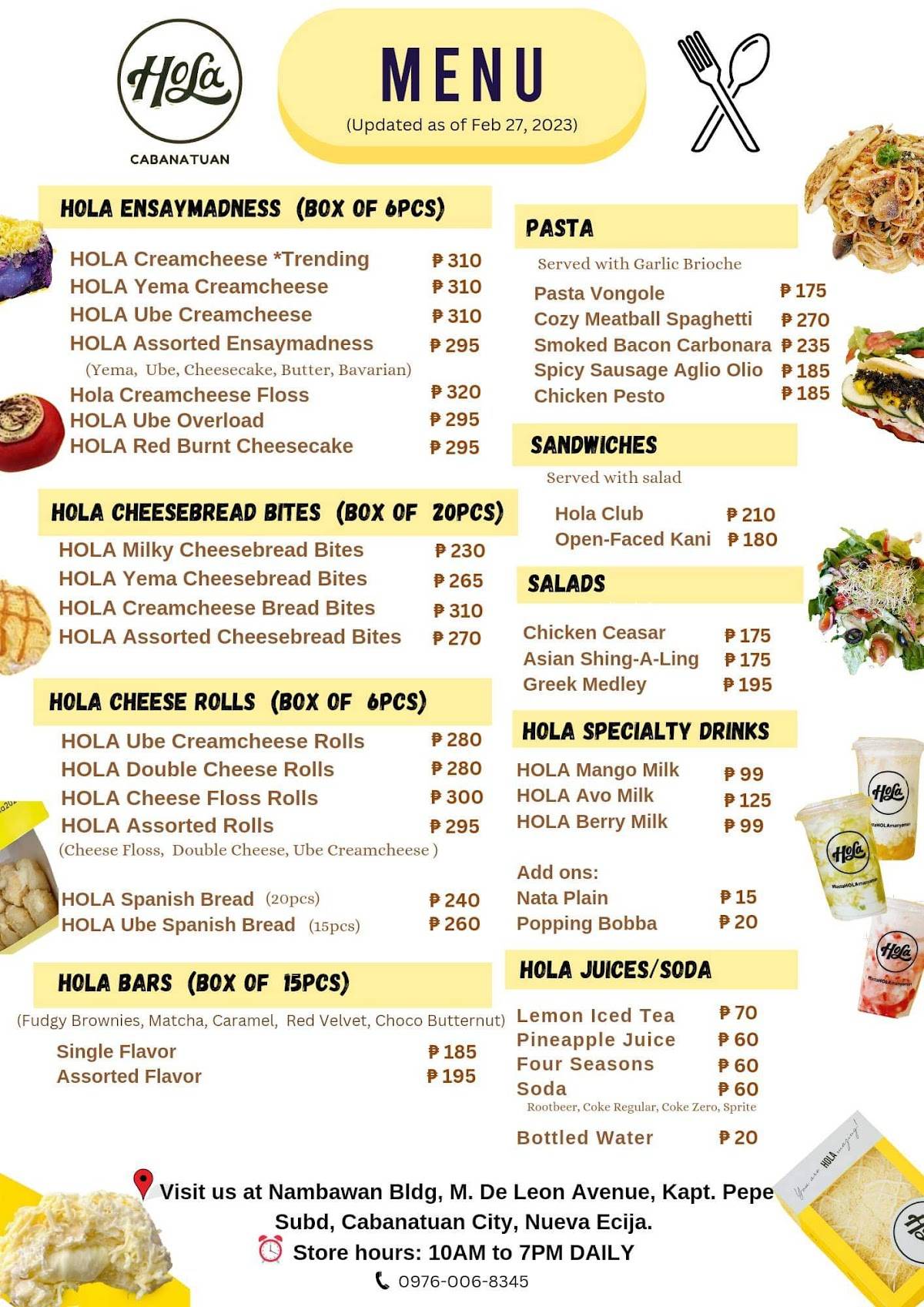 Menu at Hola Cabanatuan cafe, Cabanatuan City