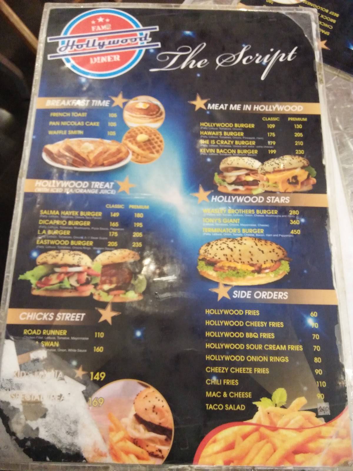 Menu at Hollywood DINER restaurant, Davao City, 5th floor of Gaisano ...