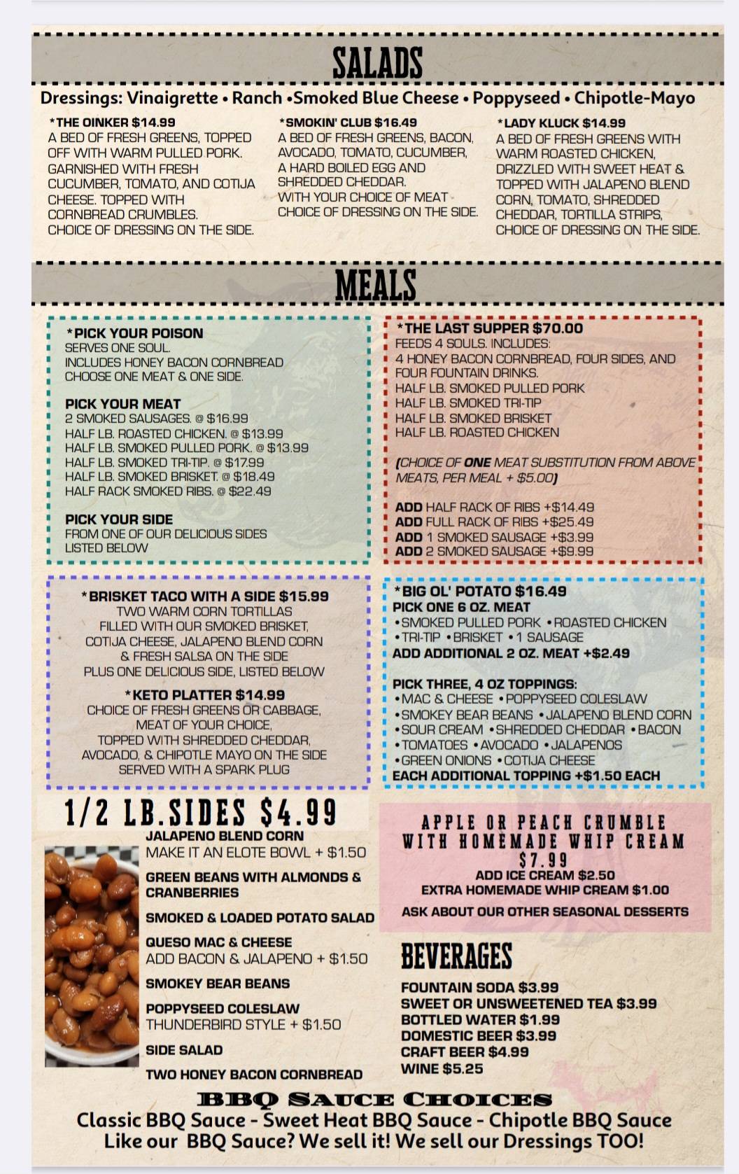 Menu at Holy Smokes BBQ, Yuma, 251 S Main St
