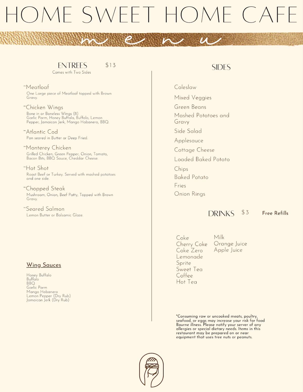 Menu at Home Sweet Home Cafe, Englewood