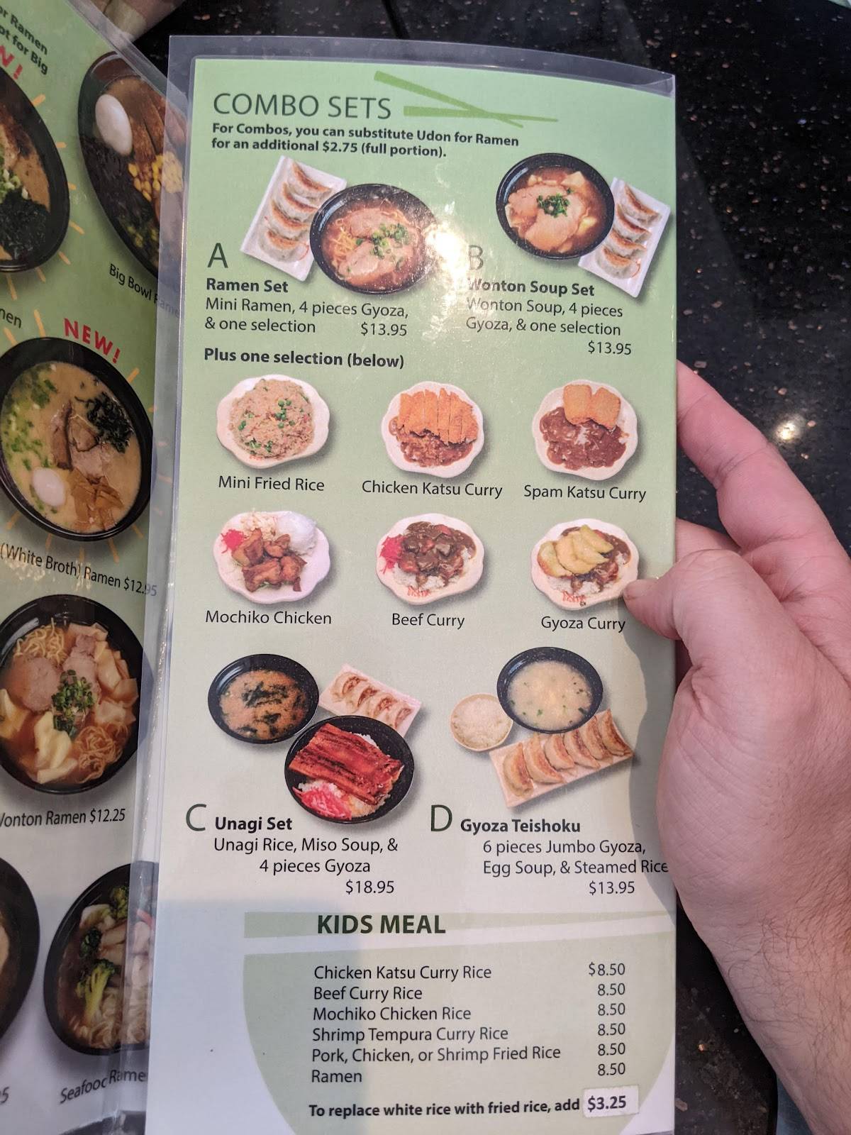 Menu at Ramen Ya restaurant, Honolulu, Valkenburgh St
