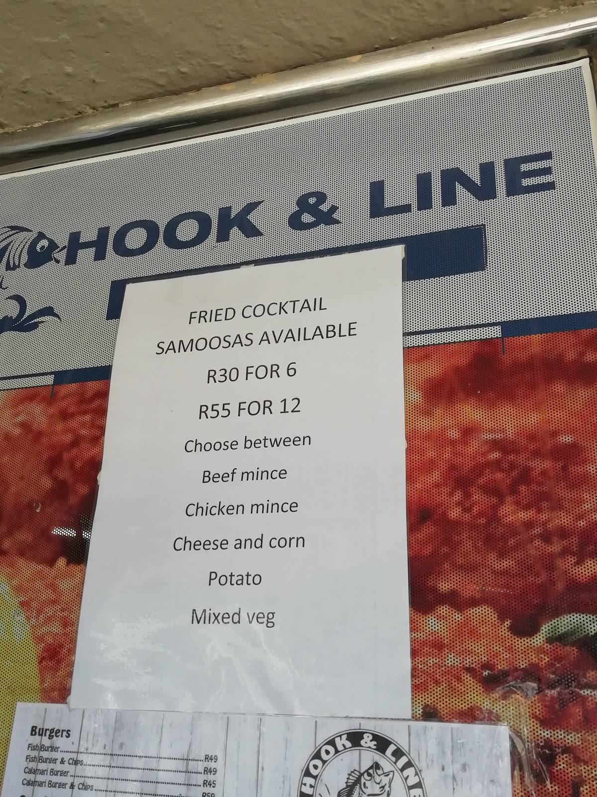 Menu at Hook & Line Fisheries restaurant, South Africa