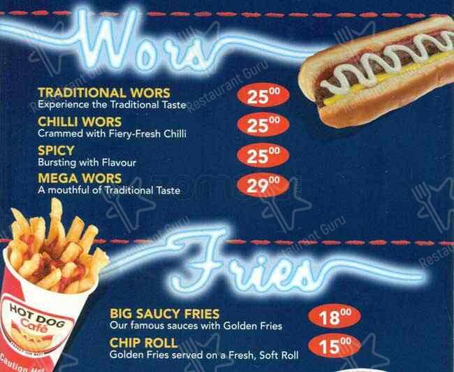 Menu at Hot Dog Cafe, Durban, 1 Palm Blvd