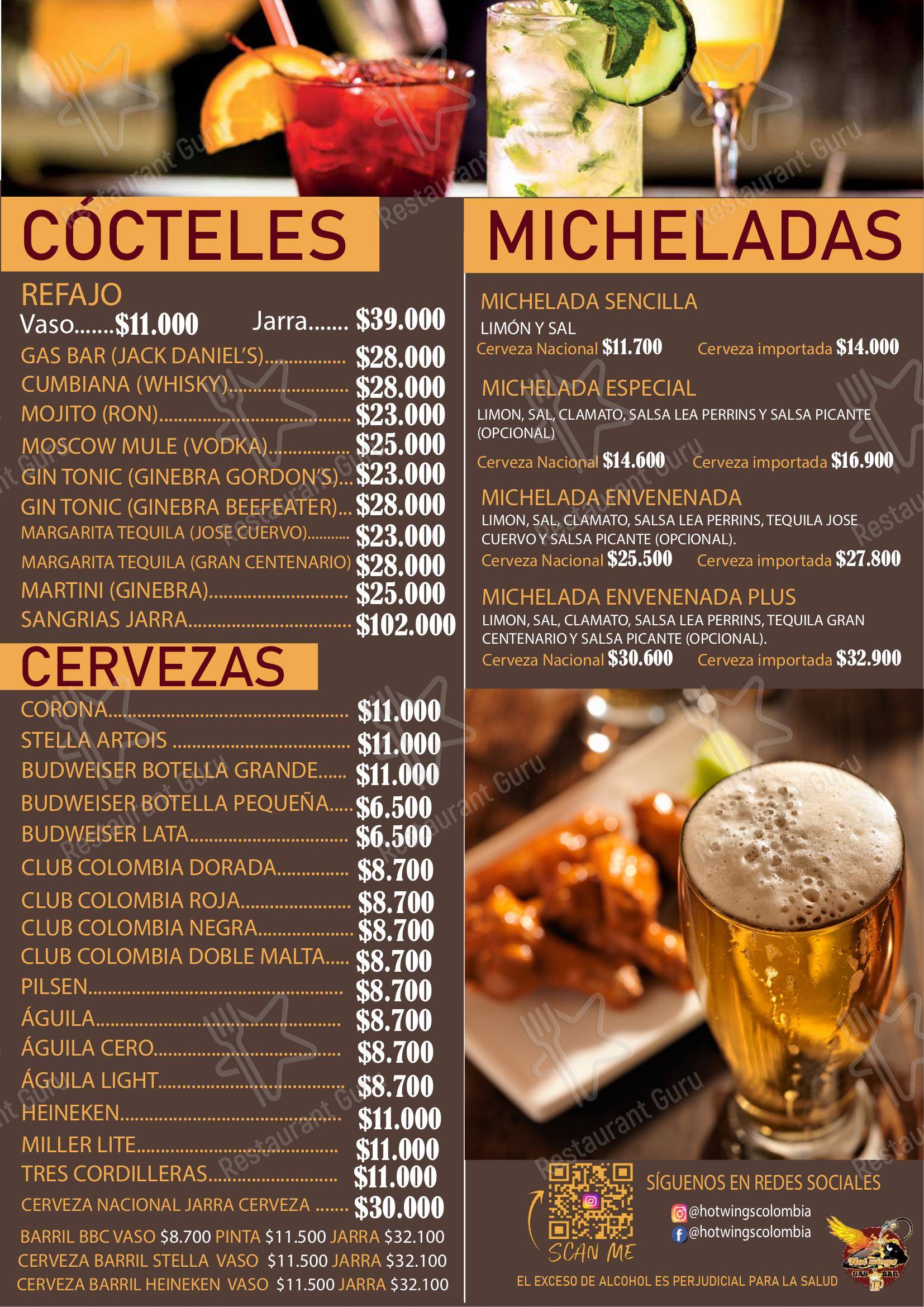 Menu at Hot Wings Gas Bar, Llano Grande
