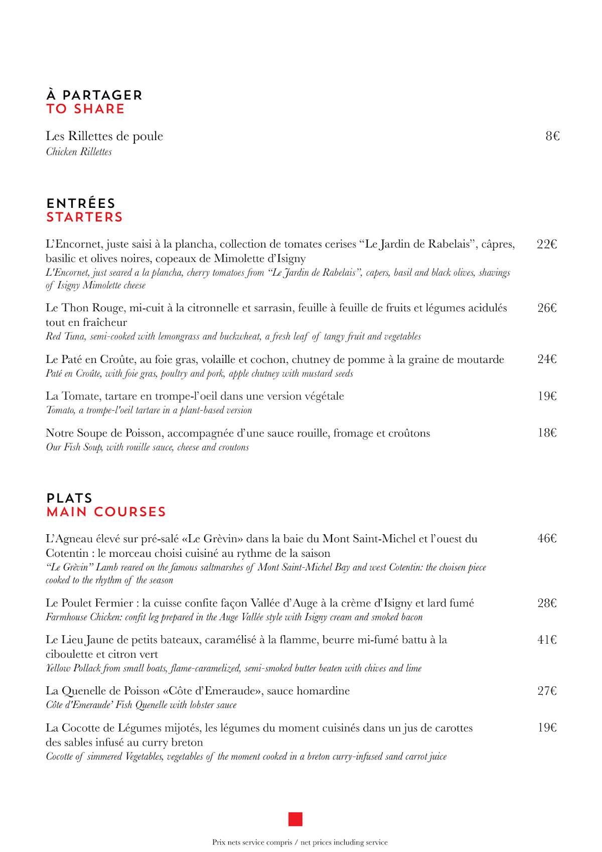 Carta del restaurante Hotel La Mère Poulard, Monte Saint-Michel, 3 ...
