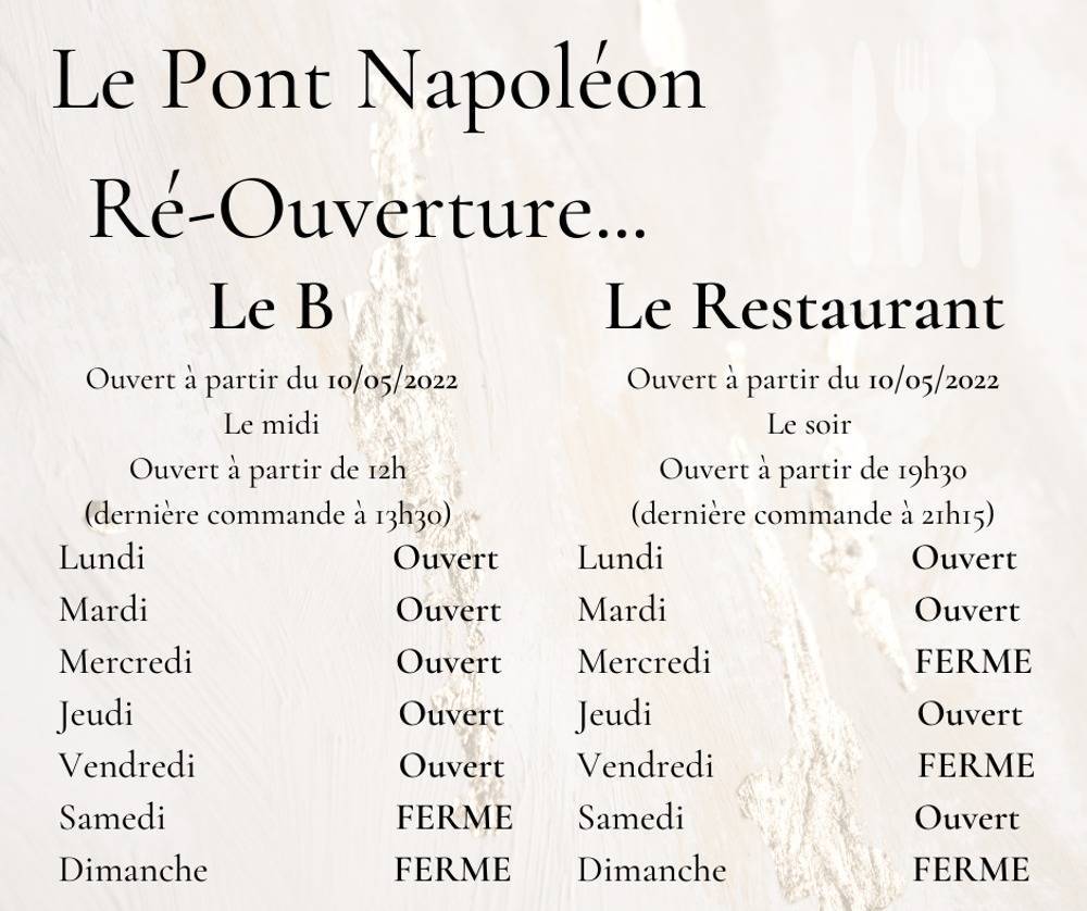 Menu au Le Pont Napoléon restaurant, Moissac