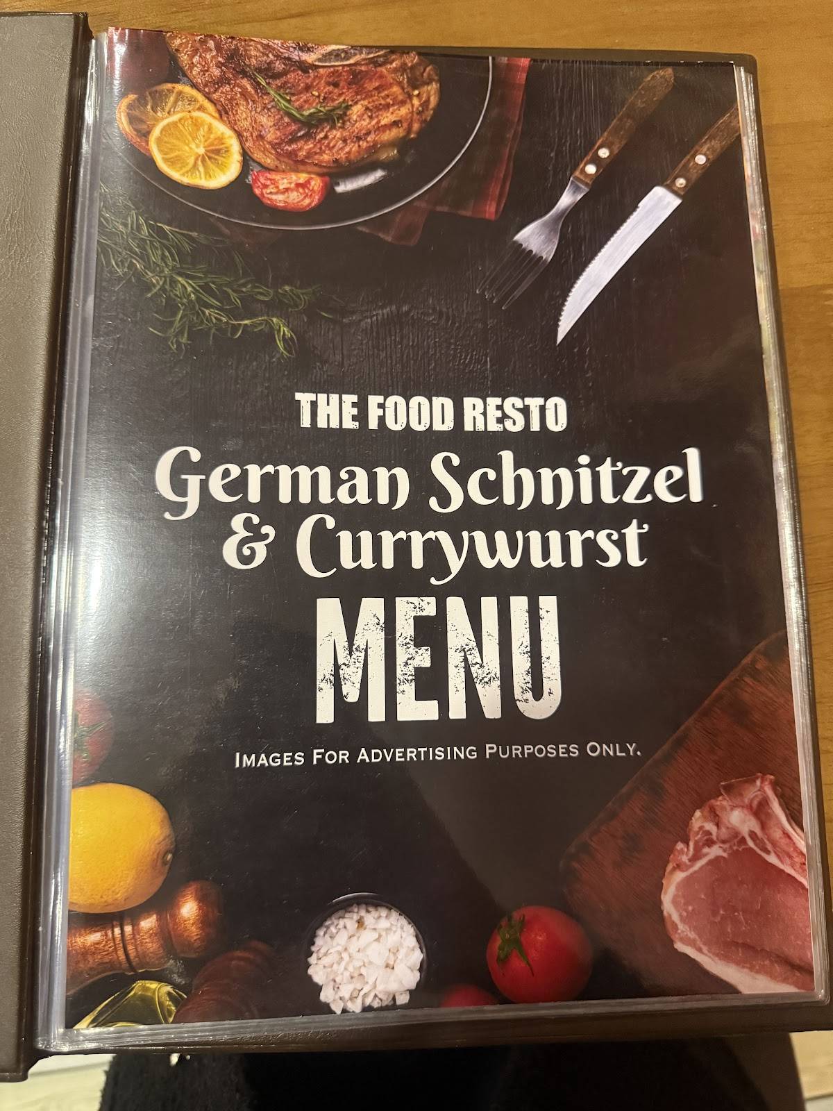Menu at German Schnitzel & Currywurst restaurant, Hua Hin