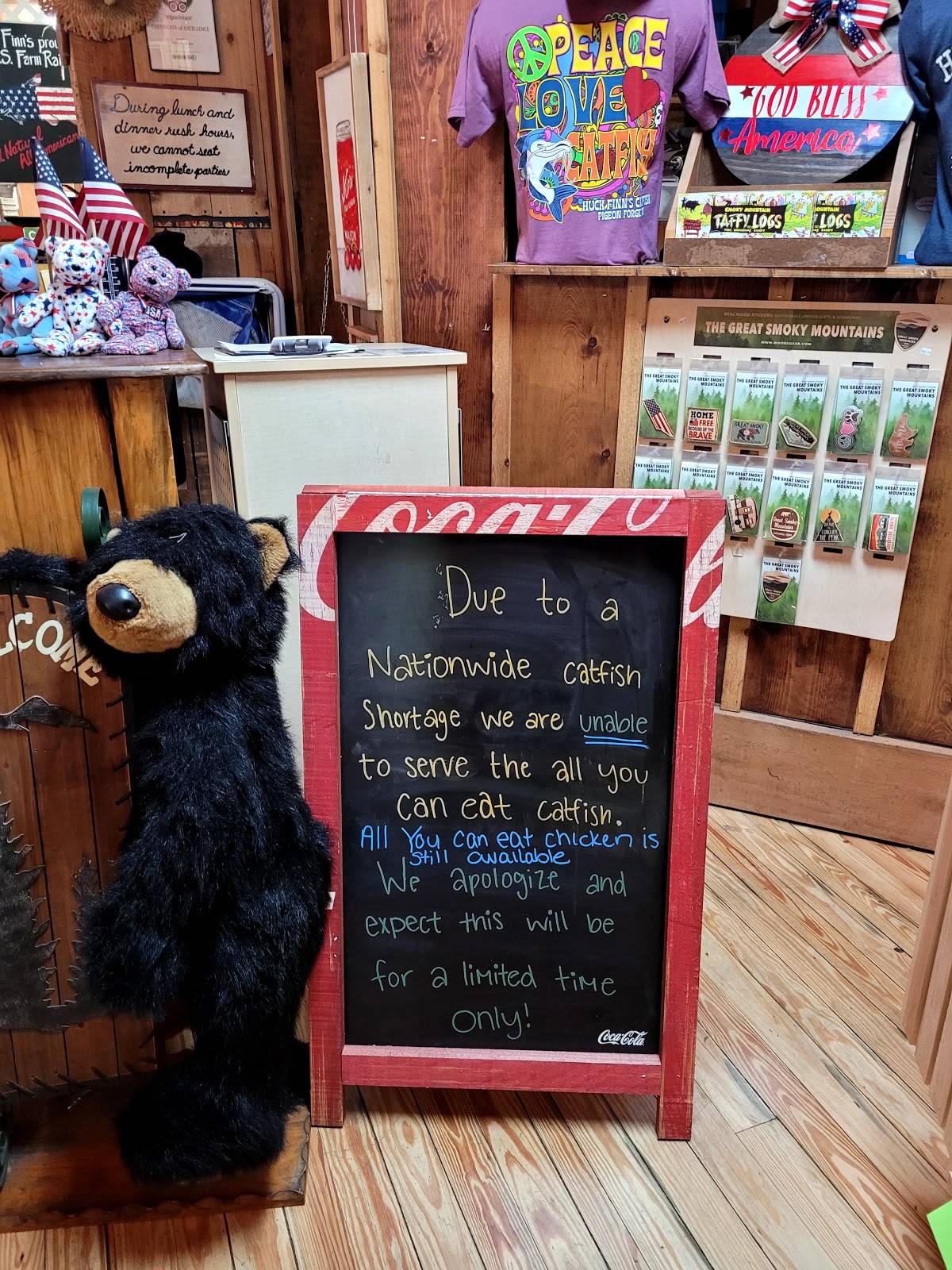 Menu at Huck Finn's Catfish restaurant, Pigeon Forge