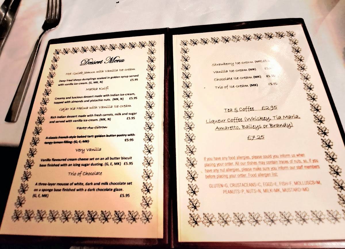 Menu at Destination Indian Restaurant & Bar, Huddersfield