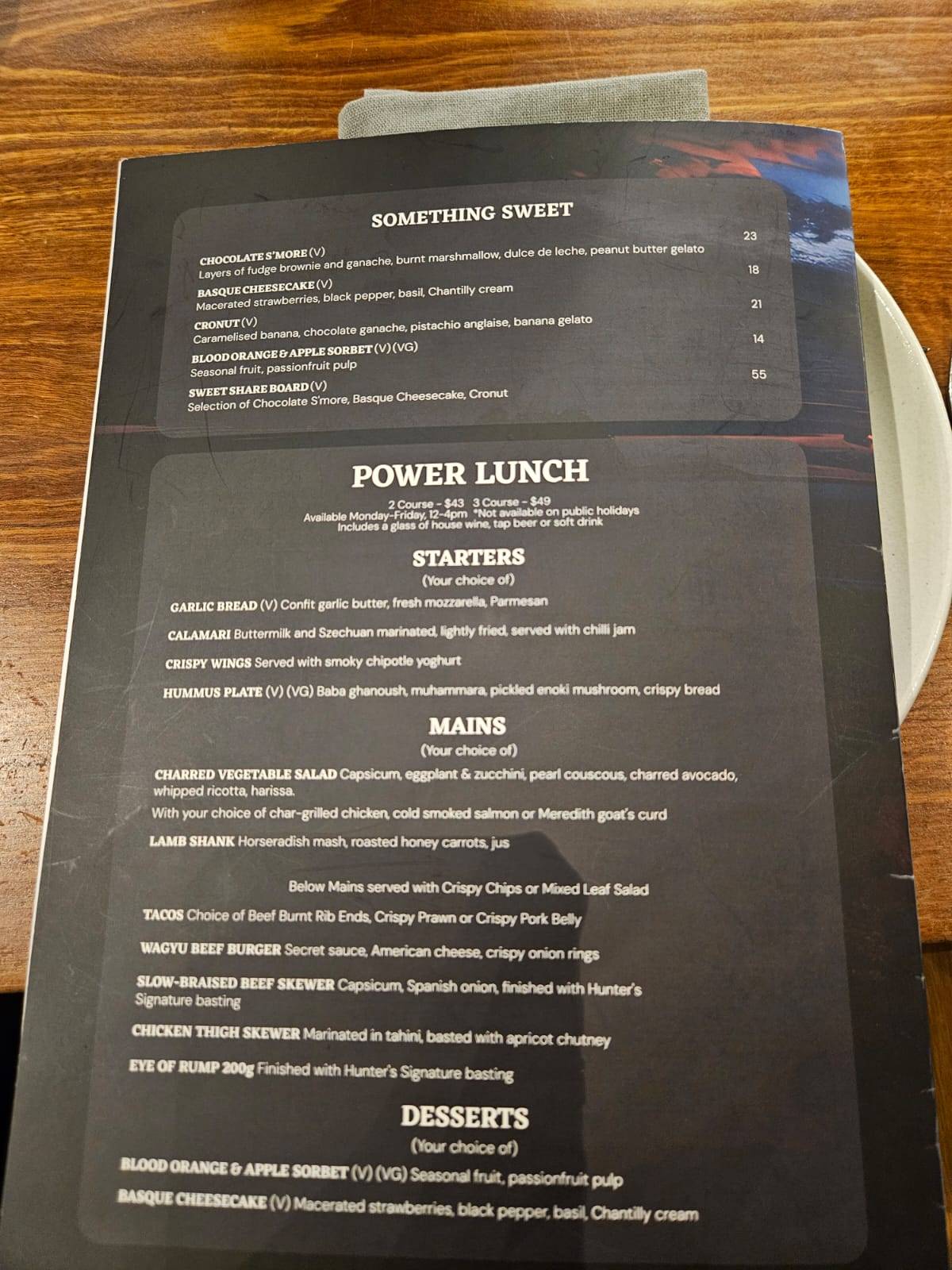 Menu at Hunter & Barrel Perth, Perth