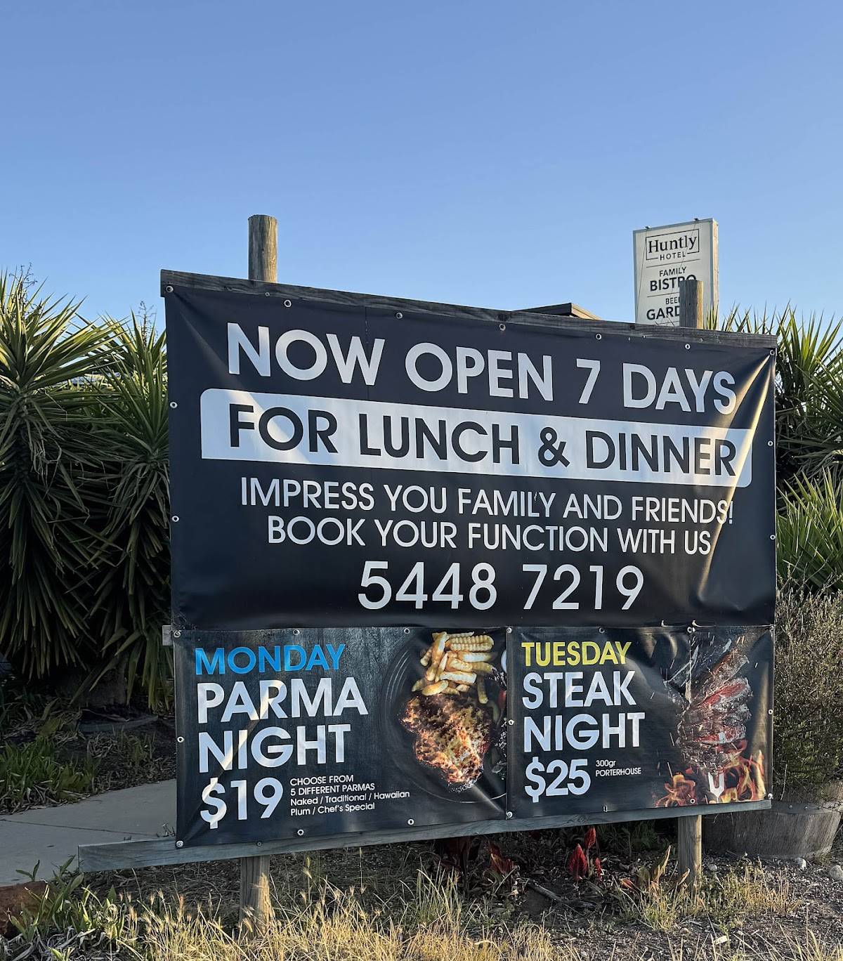 Menu at Huntly Hotel restaurant, Huntly