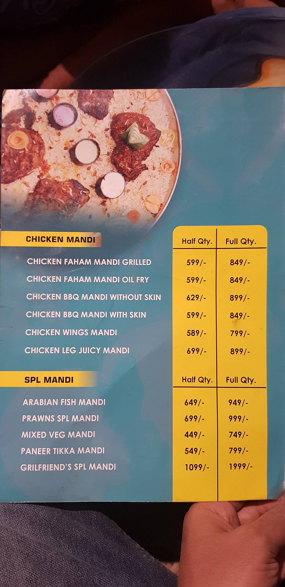 Menu at Girlfriend Mandi, Hyderabad, H no 1