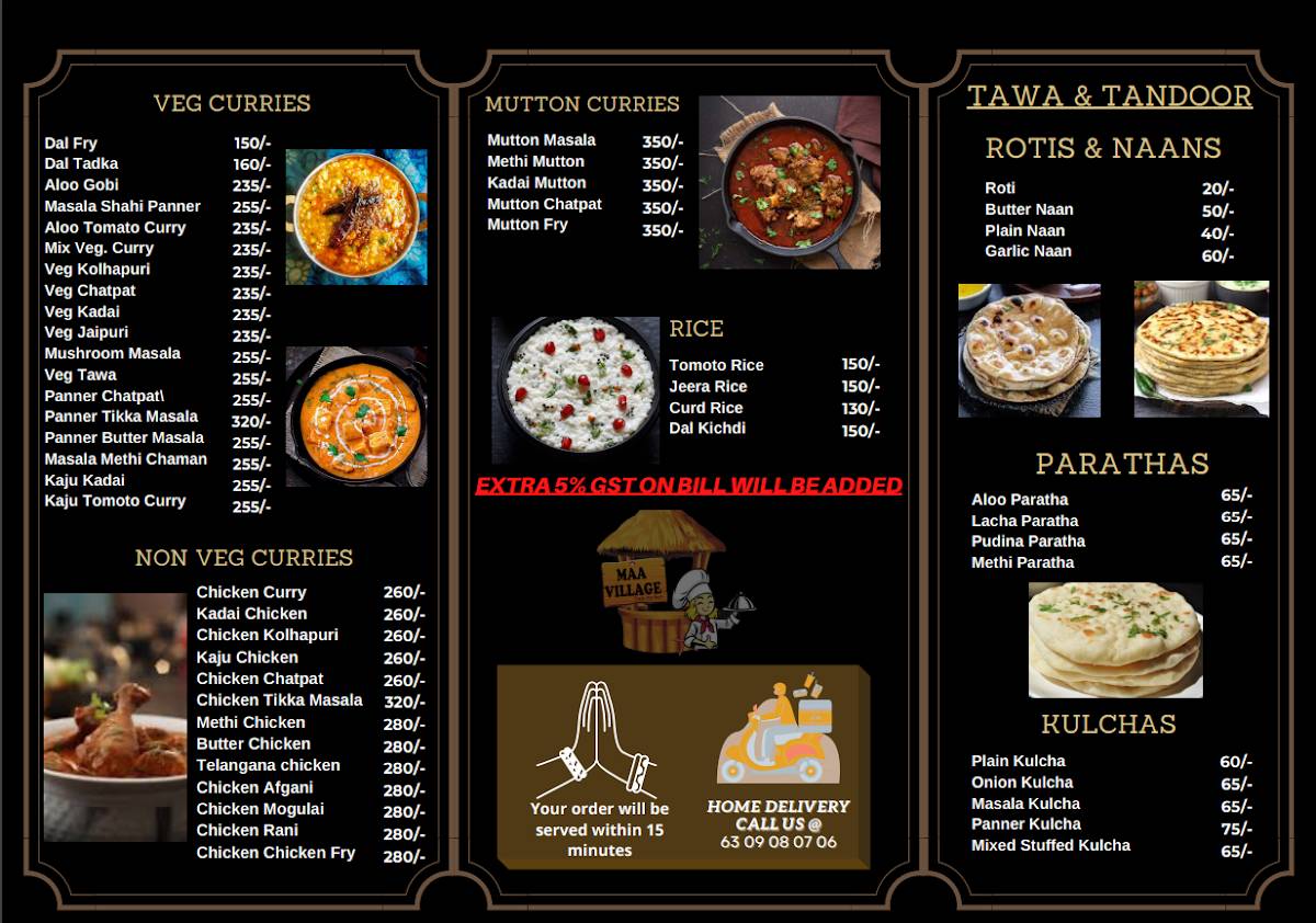 Menu at Maa Village - Taste the Best, Hyderabad