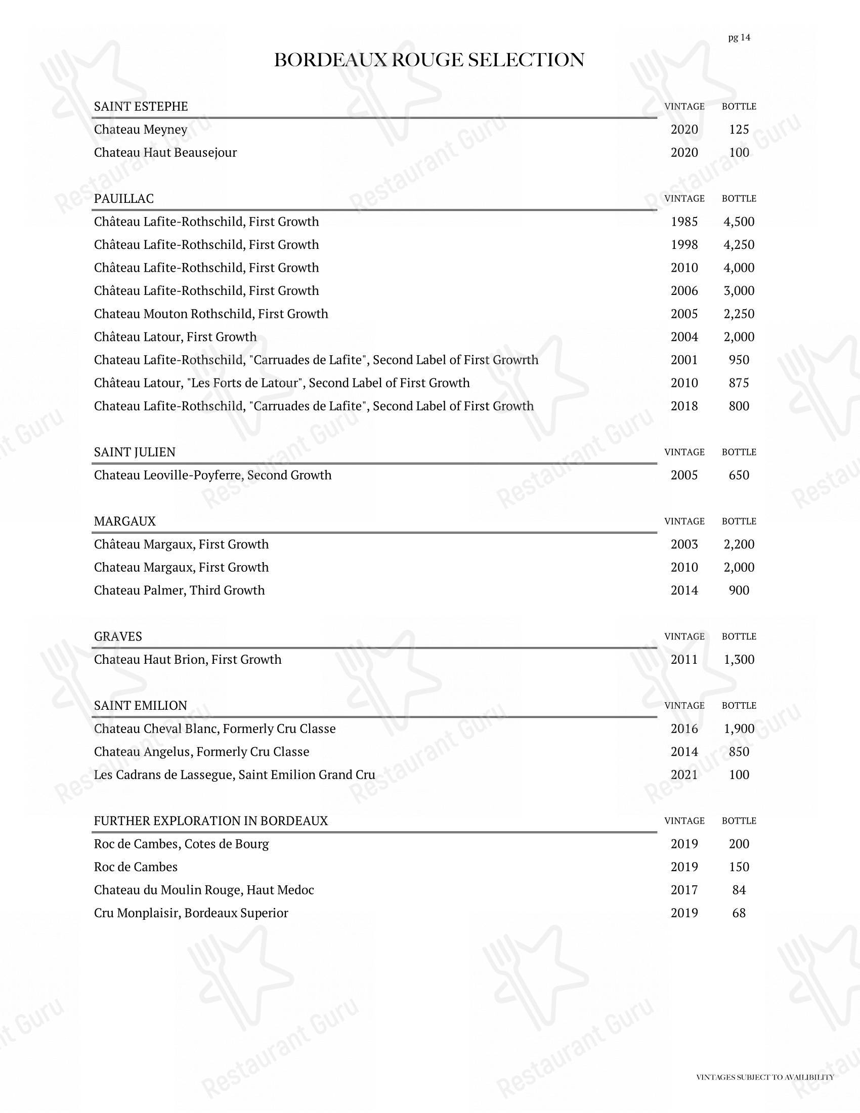 Menu at Hy's Steak House steakhouse, Honolulu