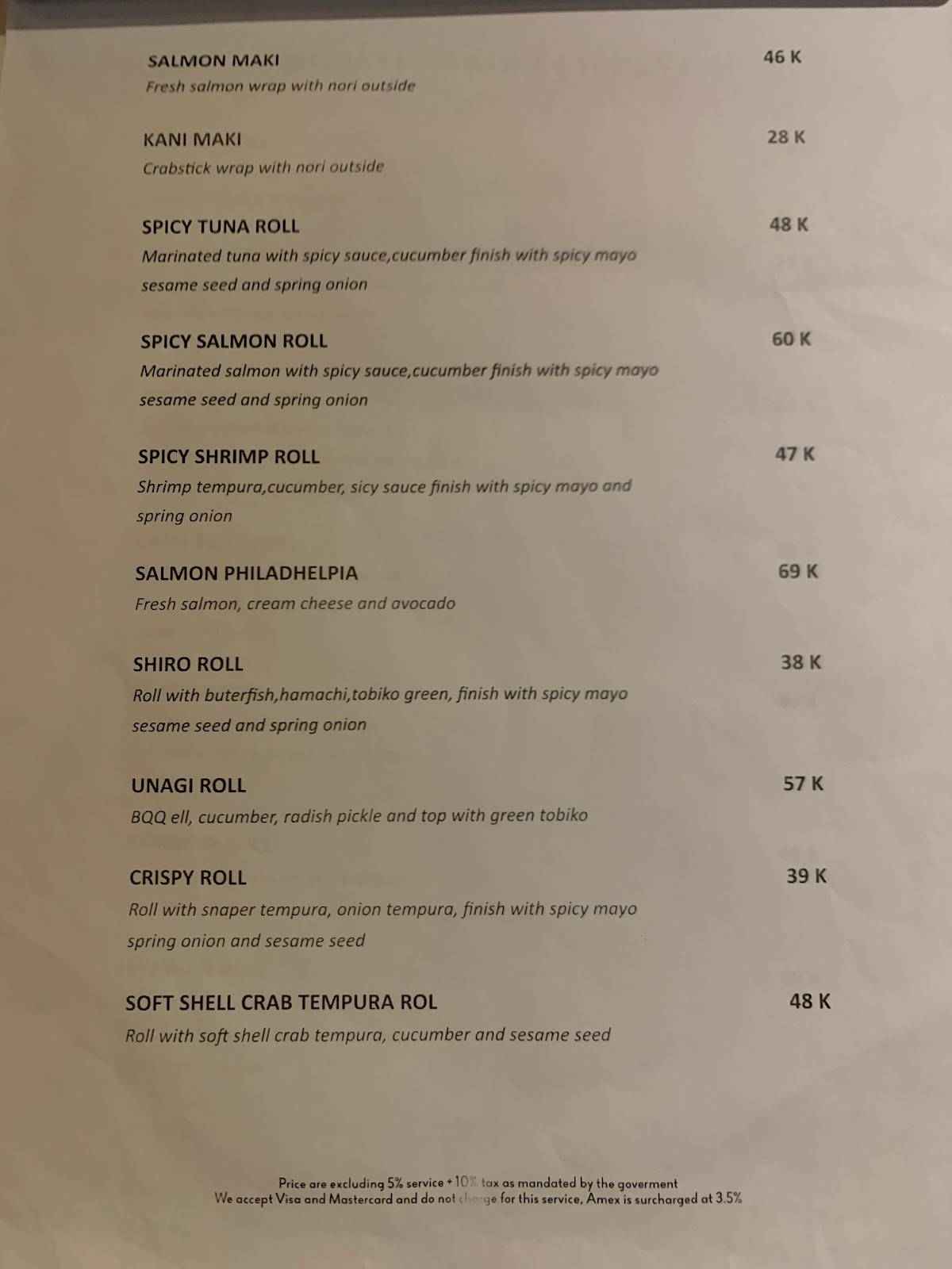 Carta del restaurante IKIGAI UBUD, Ubud