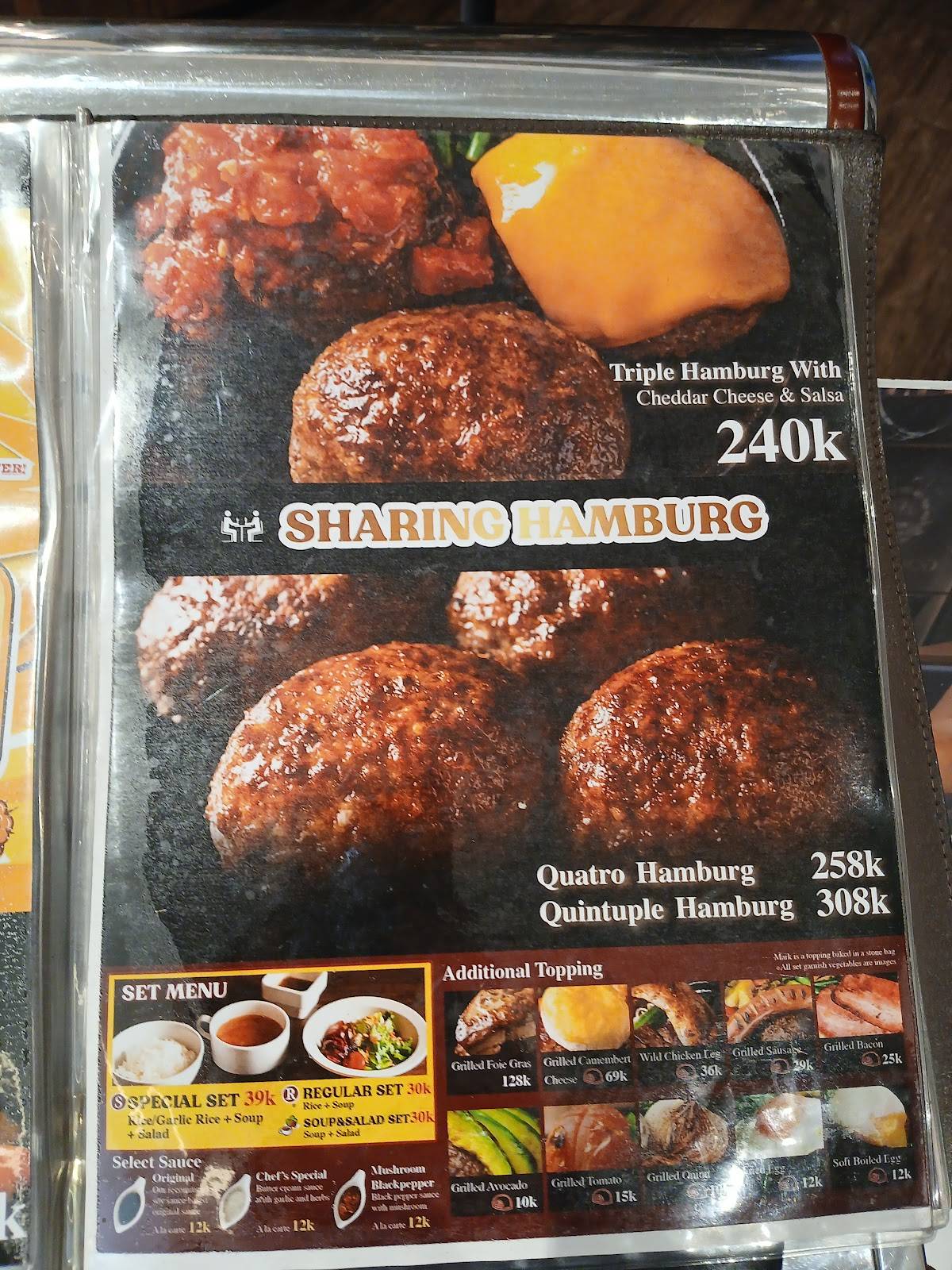 Menu at ISHIGAMAYA HAMBURG & STEAK Plaza Indonesia steakhouse, Central ...