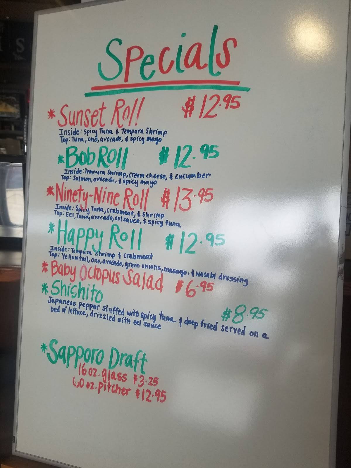 Menu at Ichiban restaurant, Tehachapi