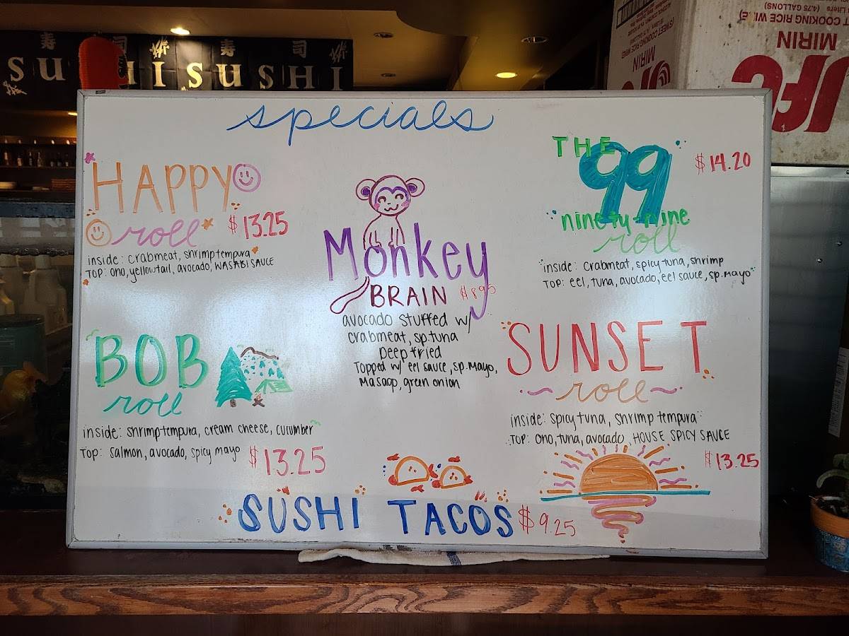 Menu at Ichiban restaurant, Tehachapi