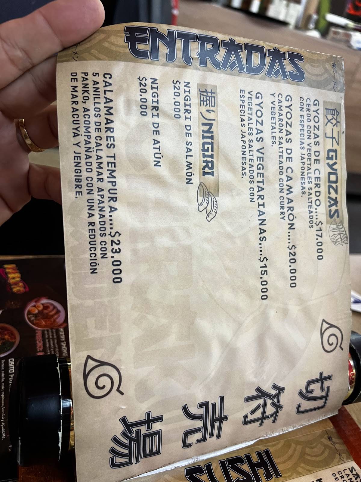 Menu at Ichiraku ramen titan plaza restaurant, Bogotá