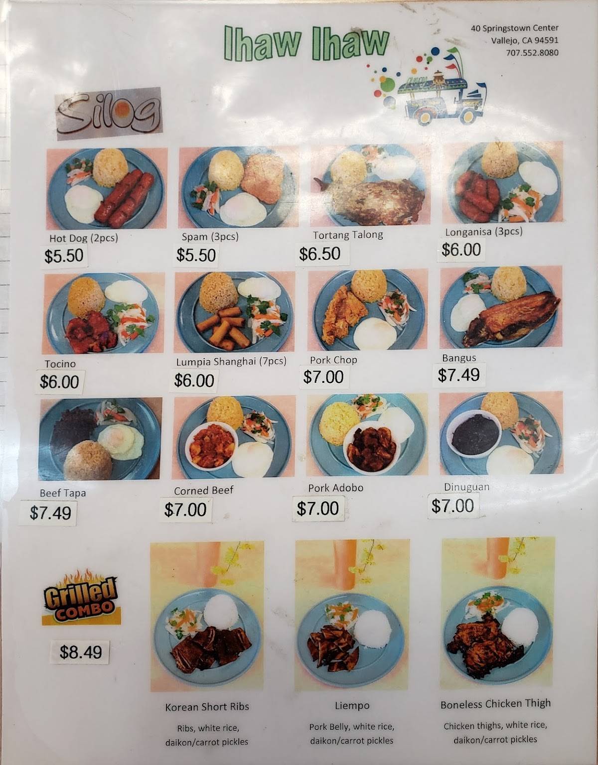Menu at Ihaw Ihaw Restaurant, Vallejo