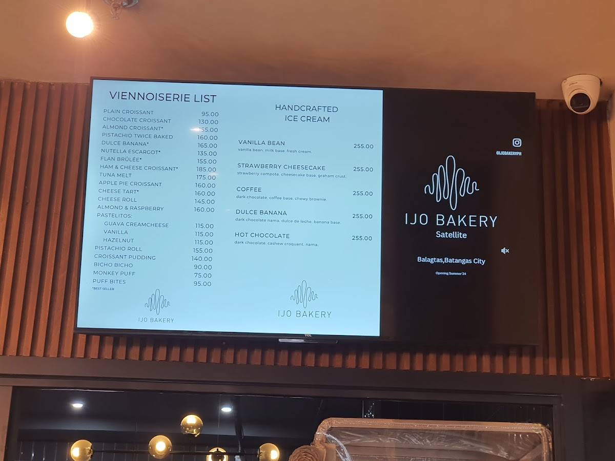 Menu at Ijo Bakery Viennoiserie, Lipa