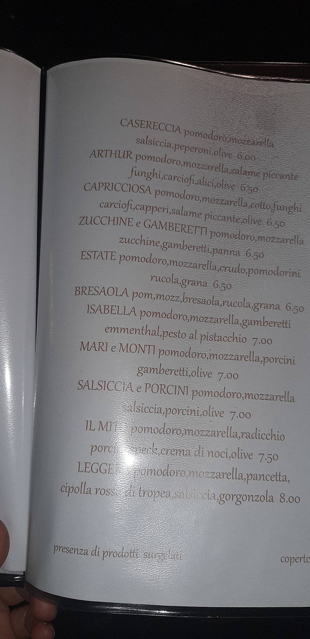 Menu da Il Mito ristorante, San Cassiano