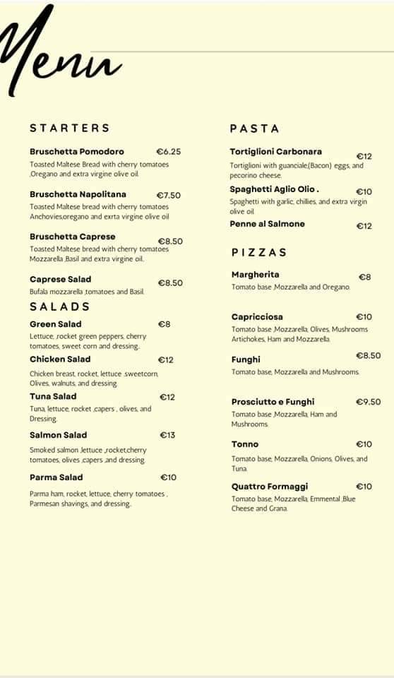 Menu at Il Vecchio Forno pub & bar, Mosta