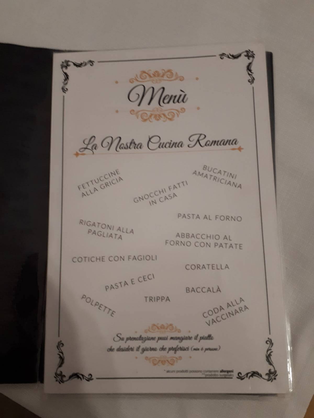 Menu da Ristorante Il Vecchio Torchio, Roma