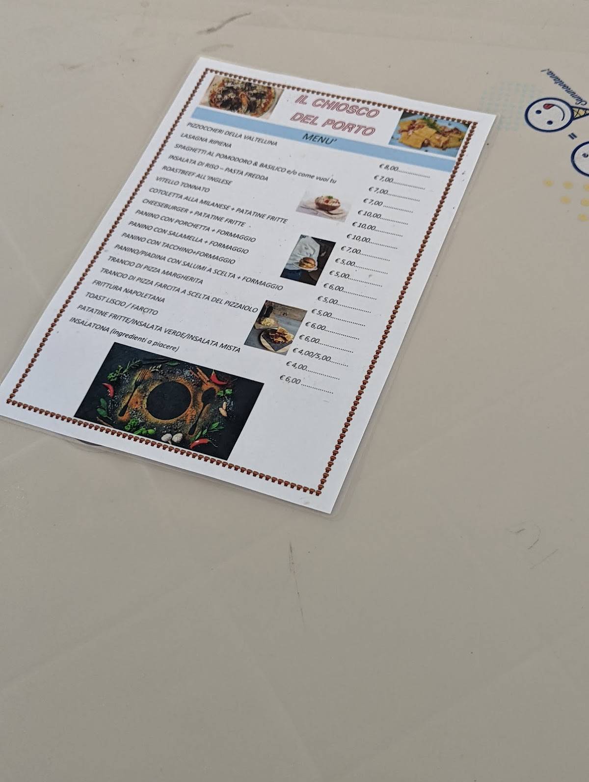Menu da Il chiosco del Porto pub & bar, Gera Lario