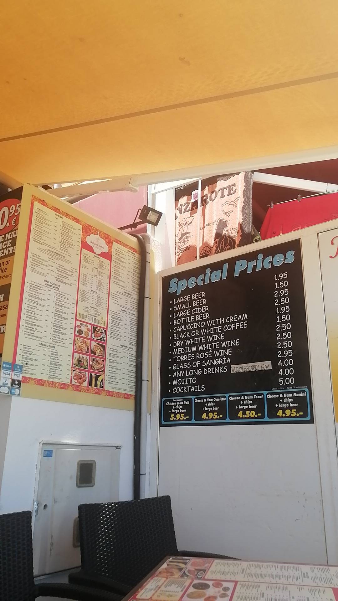 Menu at Imagine India Curry & Tandoori Grill Restaurant, Playa Blanca ...
