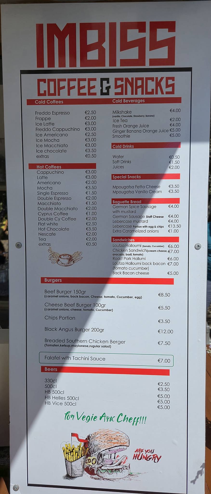 Menu at Imbiss Coffee & Snacks, Paphos