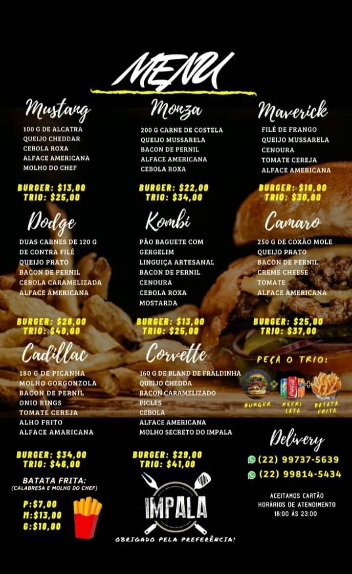 Menu em Impala Hamburgueria restaurante, Brasil