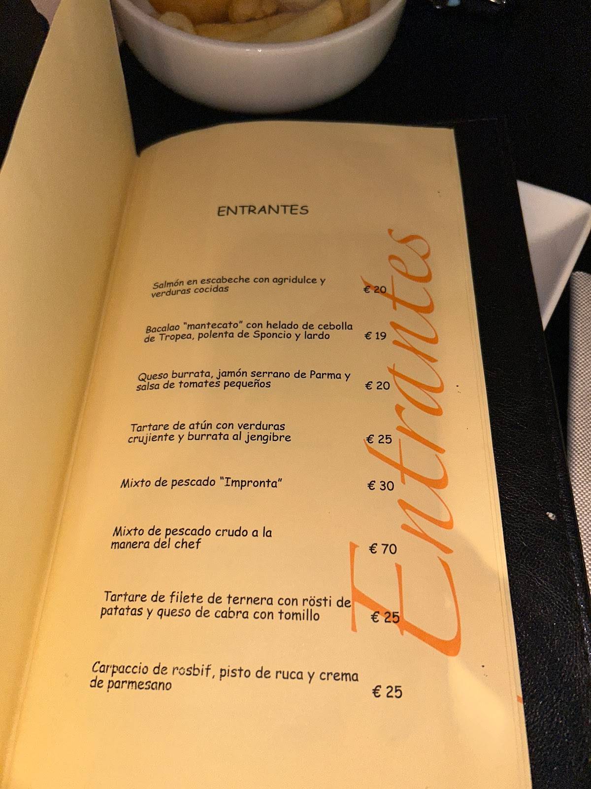 Menu at Impronta Restaurant Venice, Venice