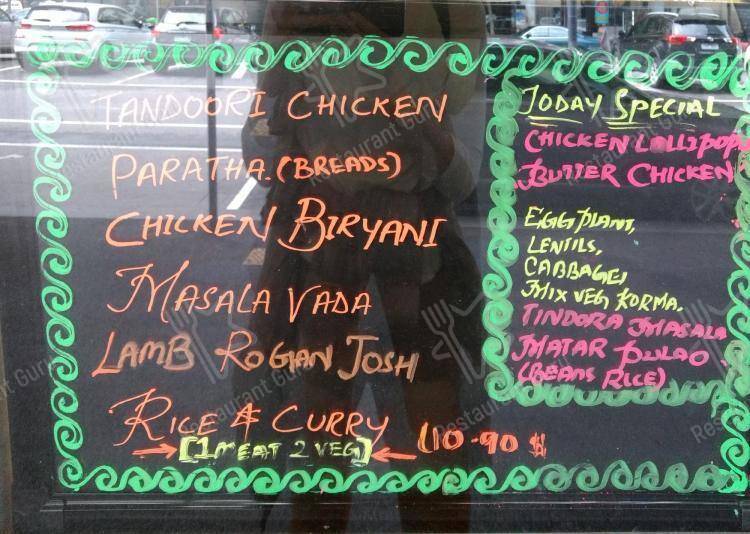 Menu at Indi Hots fast food, Docklands, 831B Bourke St