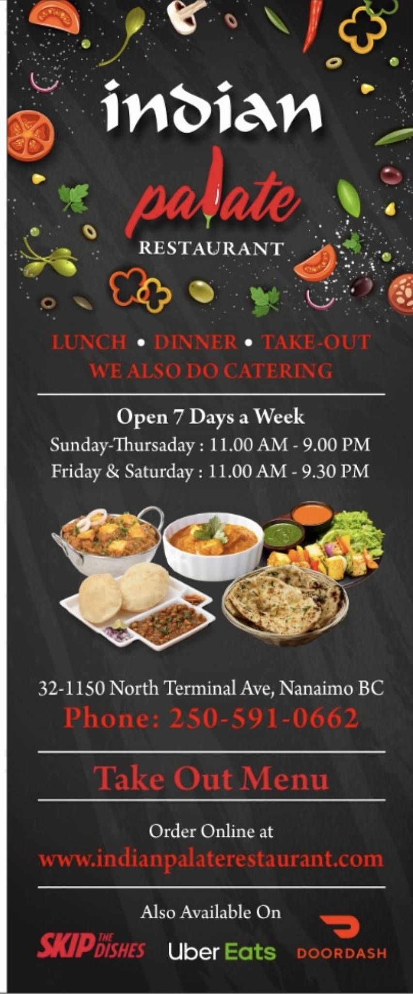 Menu at Indian Palate Restaurant, Nanaimo