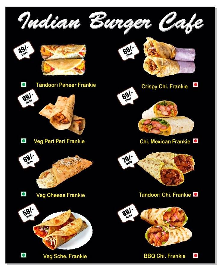 Menu at Indian burger cafe, Virar