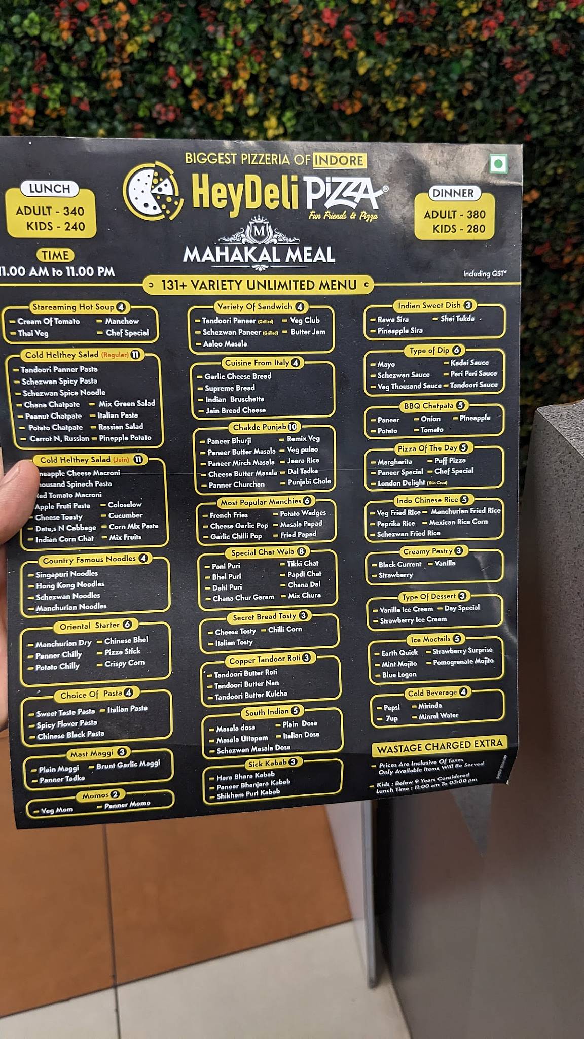 Menu at Heydeli Pizza, Indore