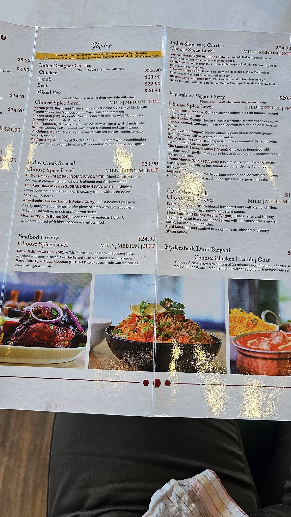Menu at Indus Indian &Nepalese Restaurant Gold coast, Surfers Paradise